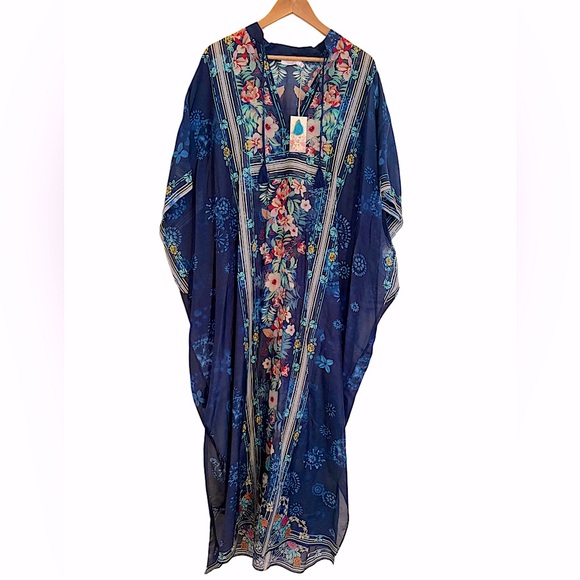 Johnny Was | Swim | Johnny Was Annia Long Bohemian Blue Floral Print ...